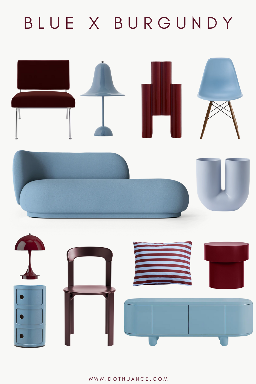 Blue X Burgundy Color Palette - Dotnuance